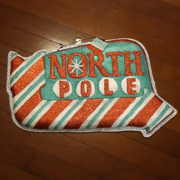 Ashland | Holiday | North Pole Retro Sign Glitter Arrow Christmas Art ...